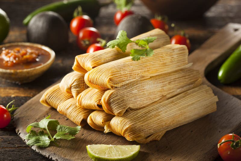 Homemade Corn and Chicken Tamales Stock Image - Image of pepper ...