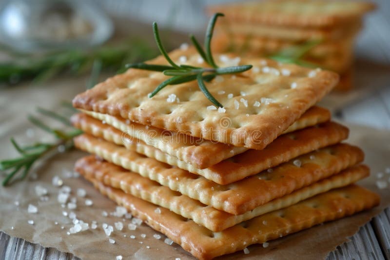 Homemade Crackers with Rosemary Stock Image - Image of cracker ...