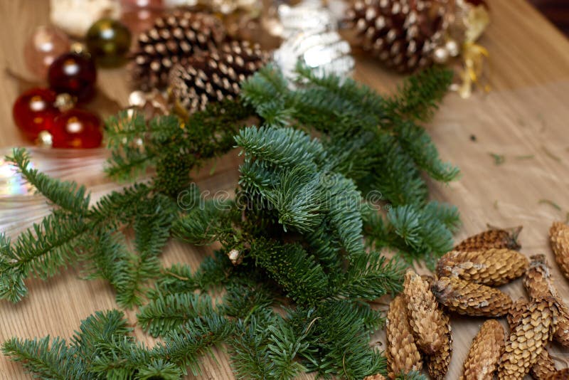 Homemade Christmas Tools and Decorations on Table Stock Image - Image ...