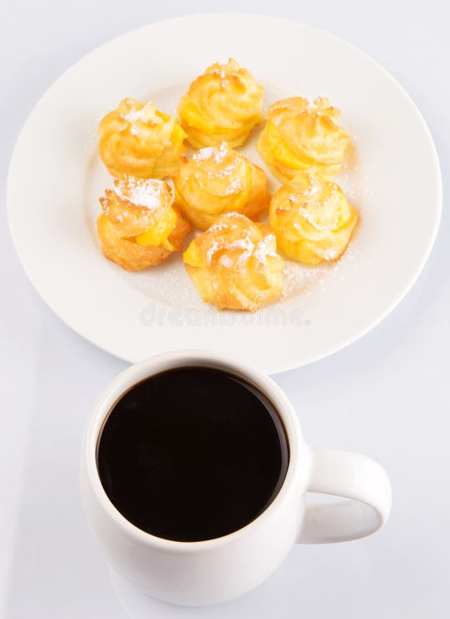 Homemade Cream Puff and Coffee II Stock Image - Image of dusted, choux ...