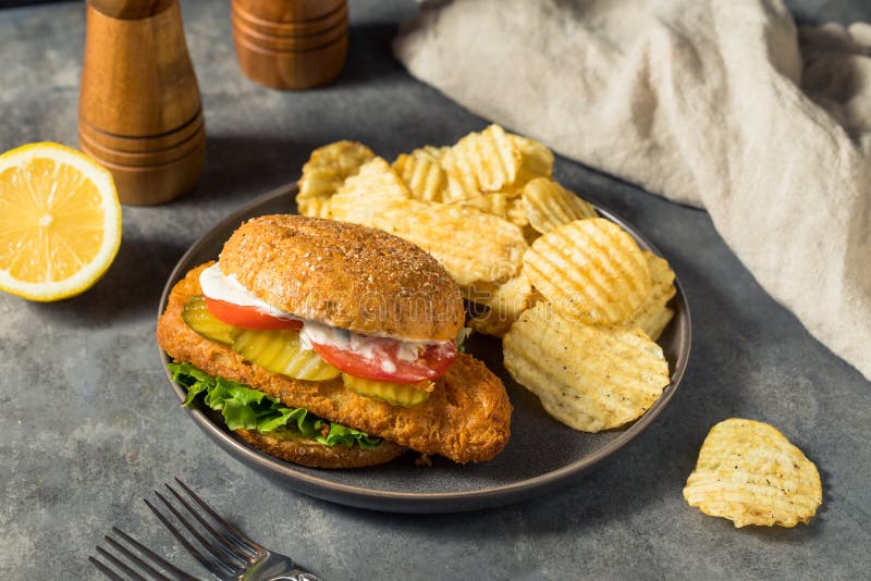 Homemade Crispy Fried Fish Fillet Sandwich Stock Photo - Image of ...