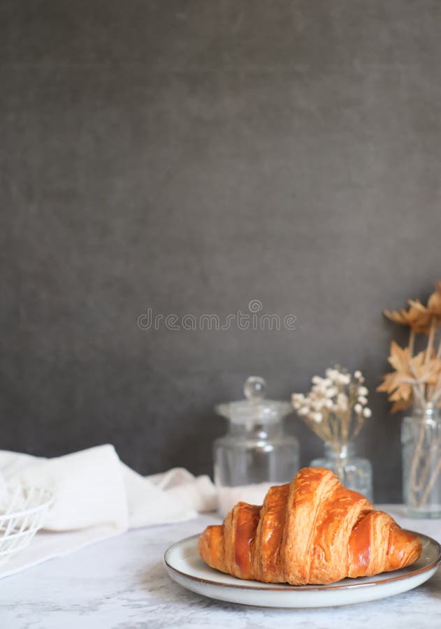 Homemade Croissant on the Kitchen Table Top. Pastry and Bakery or ...