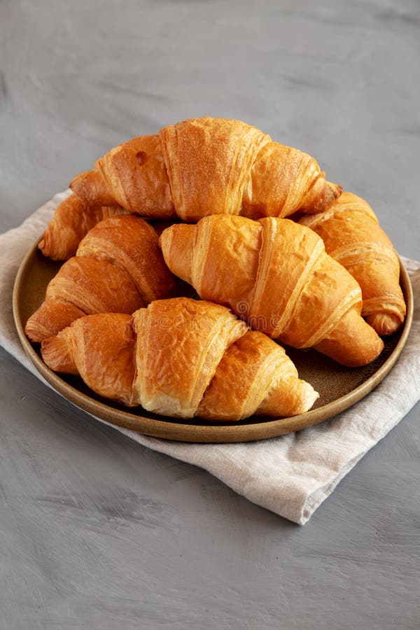 Homemade Croissants on a Plate, Side View Stock Image - Image of pastry ...