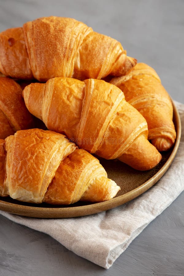 Homemade Croissants on a Plate, Side View Stock Photo - Image of meal ...