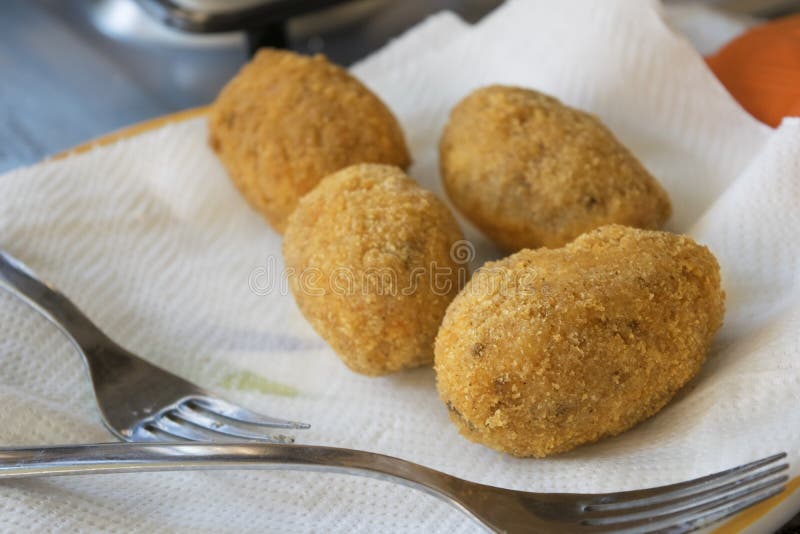 Homemade Croquettes of Rice Stock Photo - Image of arancini, kibbeh ...