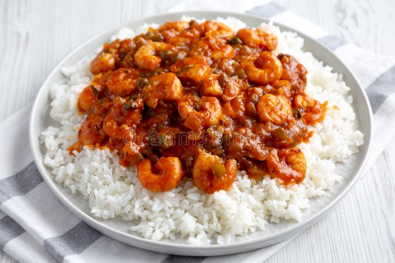 Homemade Cuban Shrimp Creole on a Plate, Side View Stock Image - Image ...