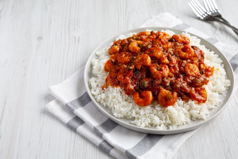 Homemade Cuban Shrimp Creole on a Plate, Side View Stock Image - Image ...