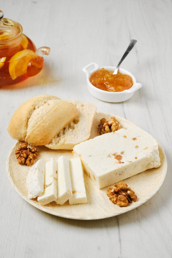 Homemade Curd Cheese with Raisin and Walnut Stock Photo - Image of ...