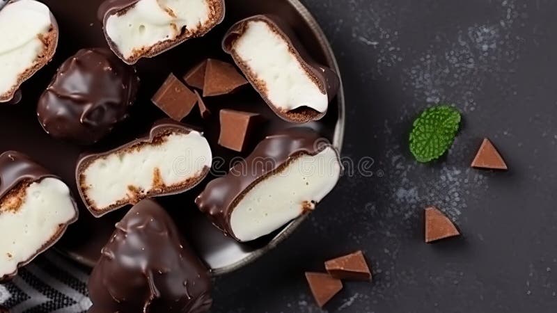 Homemade Curd Snacks with Chocolate, Top View Stock Footage - Video of ...