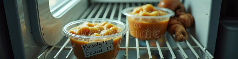 Homemade Custard Cups and Croissants in Refrigerator - Sweet Dessert ...