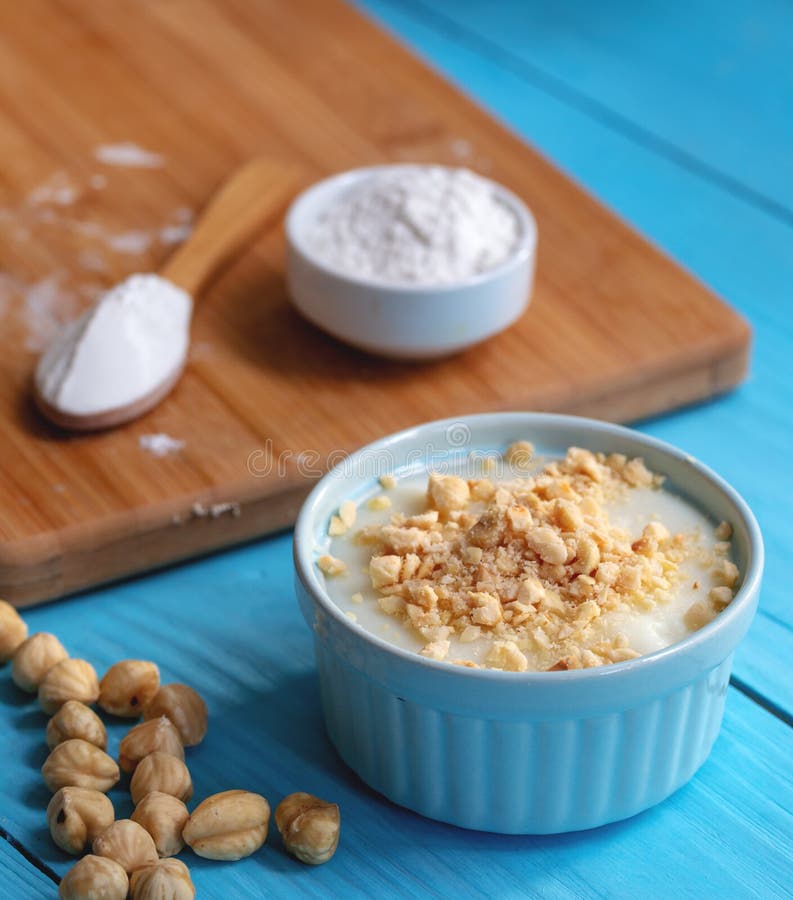 Homemade Custard with Hazelnut, Turkish Muhallebi Stock Image - Image ...