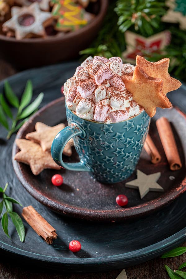 Homemade and Cute Chocolate with Cocoa and Marshmallows Stock Image ...