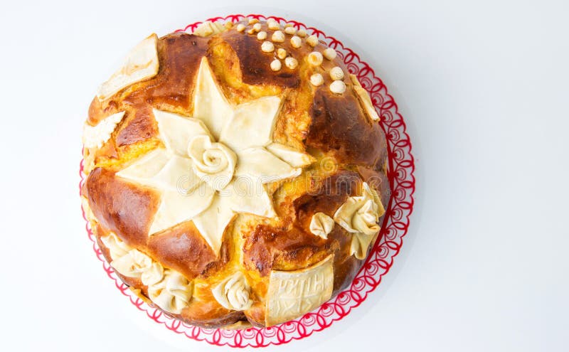 Serbian Slava Bread Decorated in Traditional Style Stock Image - Image ...