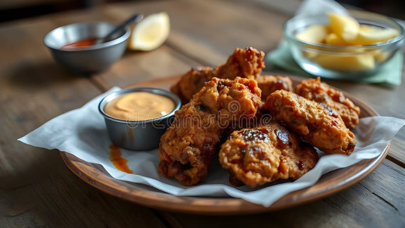 Homemade Deep Fried Chicken Livers with Spicy Mayo Stock Illustration ...