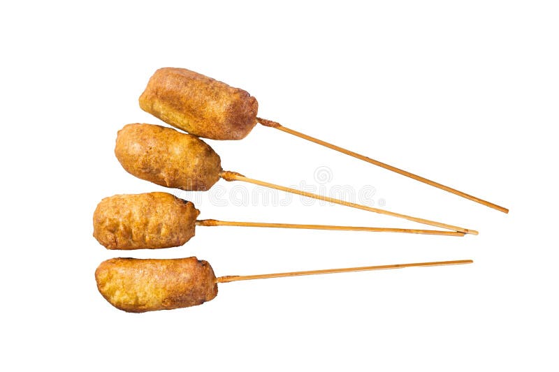 Homemade Deep Fried Corn Dogs Isolated White Background Stock Photos ...