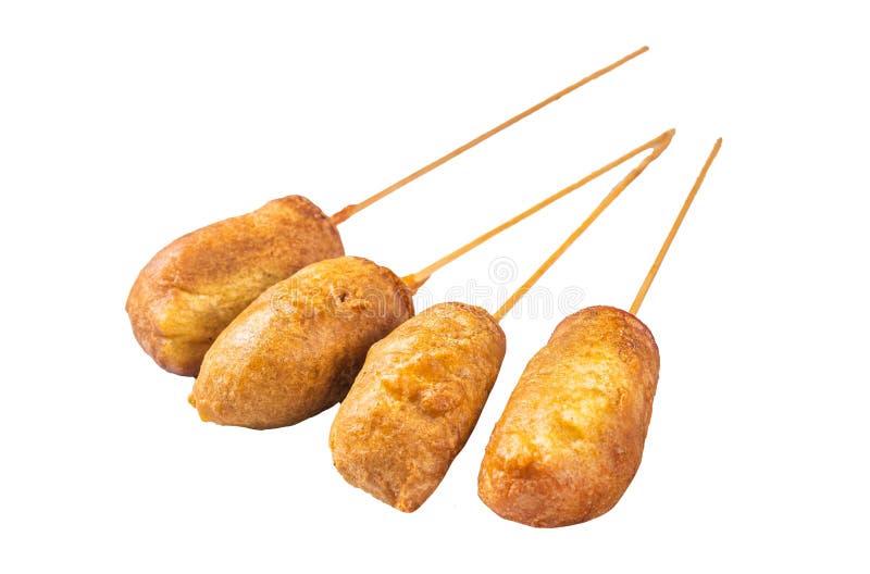 Homemade Deep Fried Corn Dogs Isolated White Background Stock Photos ...