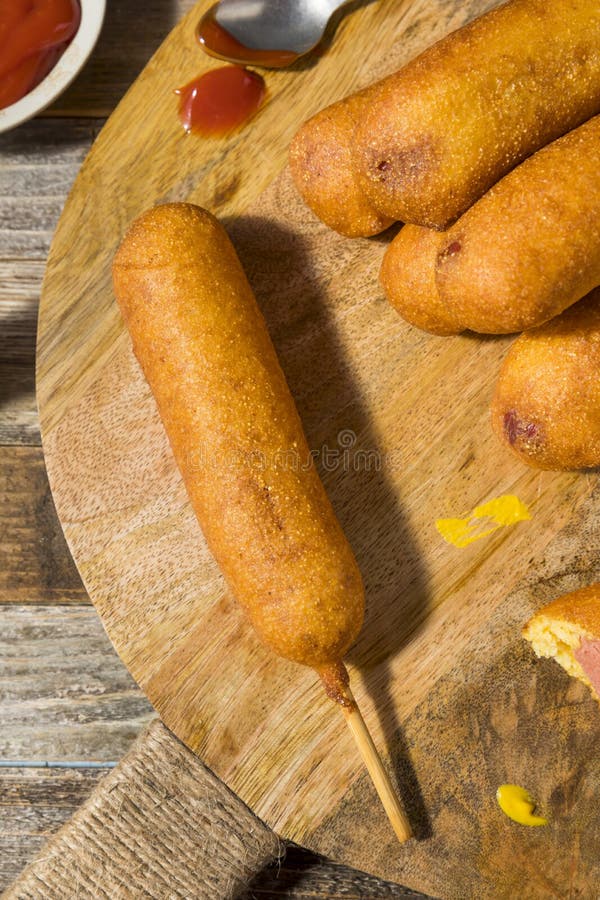 Homemade Deep Fried Corn Dogs Stock Image - Image of meal, junkfood ...