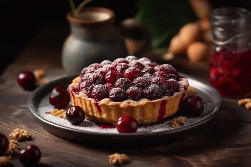 Homemade Delicious and Juicy Cherry Pie. Generative AI Stock ...