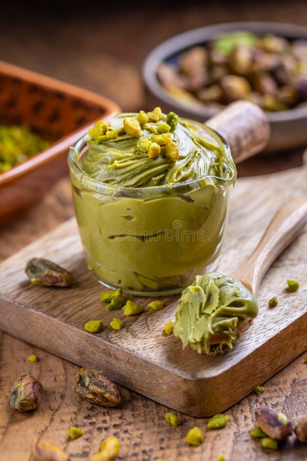 Homemade Delicious Pistachio Spread, Cream or Mousse for Baking Stock ...
