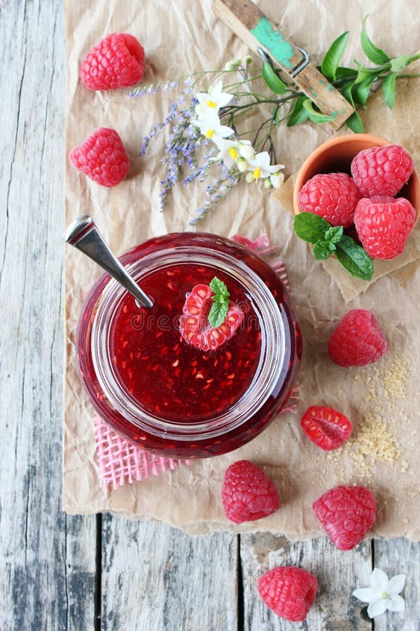 Homemade Delicious Raspberry Jam Stock Photo - Image of spoon, eating ...