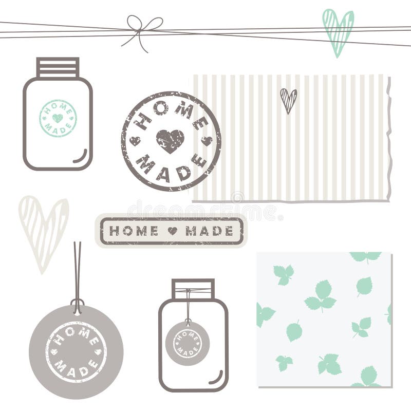 Homemade Design Elements - Stamp, Label, Sticker Stock Illustration ...