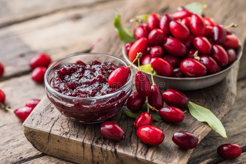 Homemade Dogwood Cornel Jam in Glass Jar Stock Image - Image of juice ...