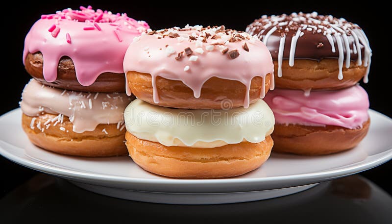 Homemade Donut Stack on Plate, Tempting Indulgence for Celebration ...