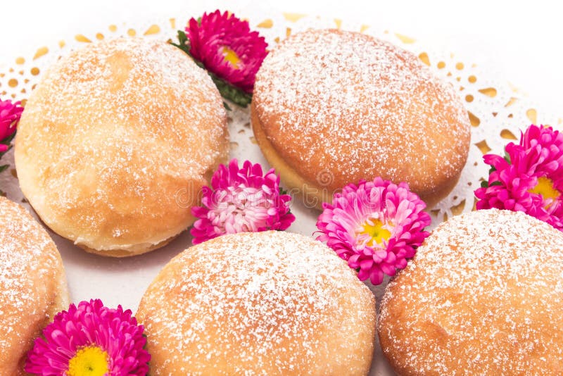 Homemade Donuts Decorated with Flowers Stock Image - Image of fried ...