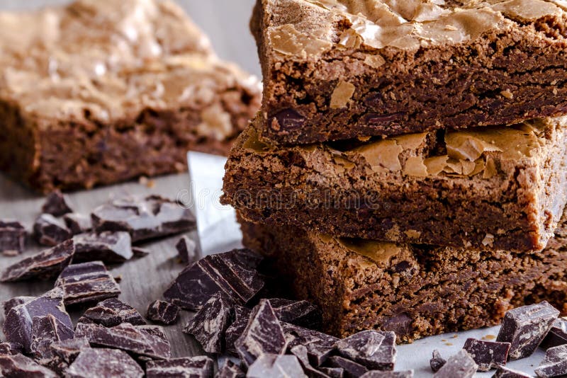 Homemade Double Chocolate Chunk Brownies Stock Photo - Image of ...