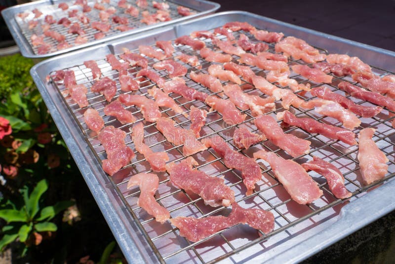 Homemade Dried Pork Thai Food Stock Photo - Image of bask, cooking ...