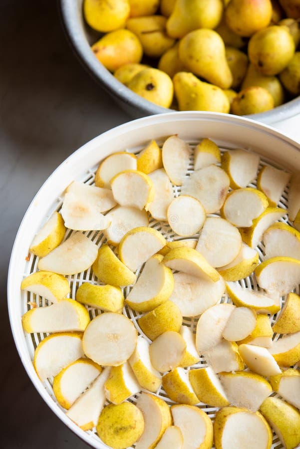 Homemade Drying Dehydration Process of Pears Close-up Stock Image ...