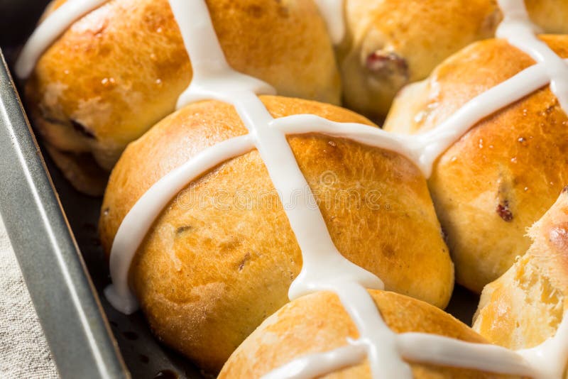 Homemade Easter Hot Cross Buns Stock Photo - Image of bread, dessert ...