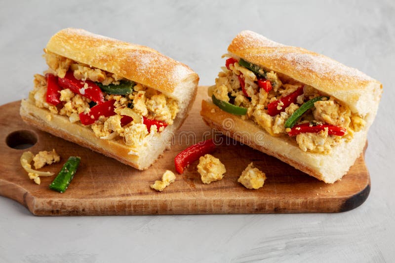 Homemade Easter Pepper and Egg Sandwich on a Rustic Wooden Board, Side ...