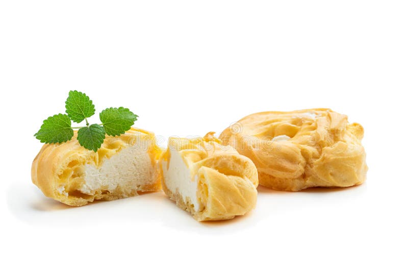 Homemade Eclair Cakes Isolated on White Stock Image - Image of bakery ...