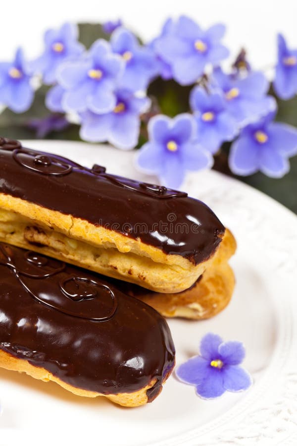 Homemade Eclairs with Cream Stock Image - Image of food, confection ...