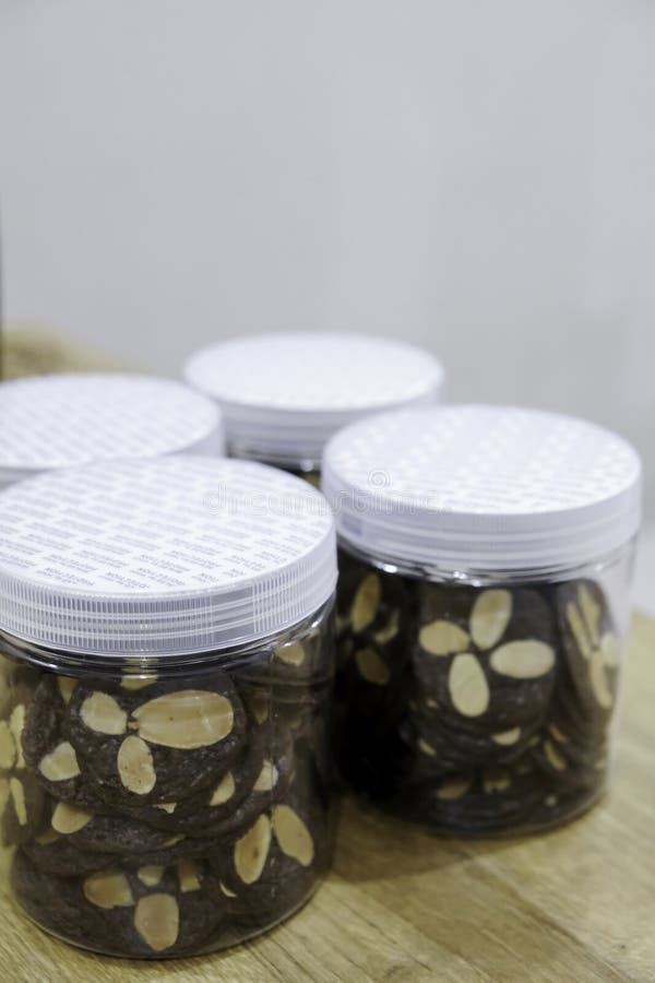 Homemade Eid Lebaran Cookies, Brownies Crispy in a Jar Stock Image ...