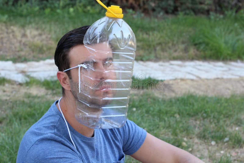 Homemade Face Shield Reusing a Plastic Bottle Stock Photo - Image of ...