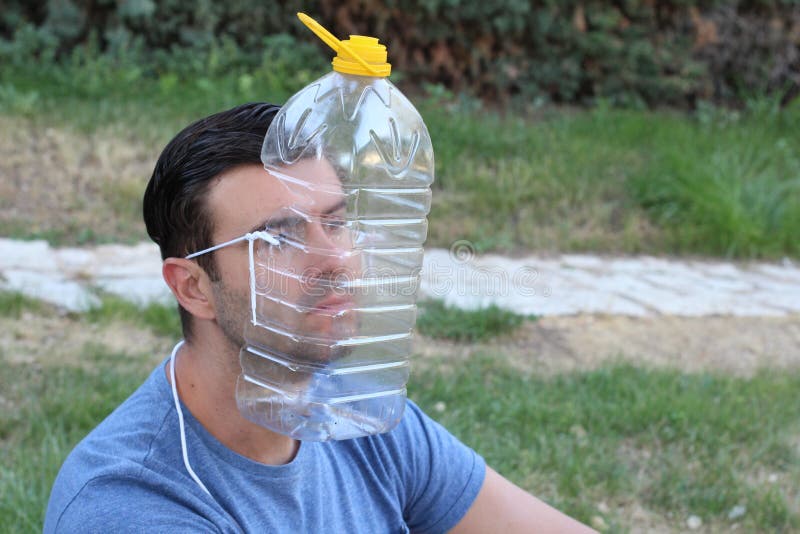 Homemade Face Shield Reusing a Plastic Bottle Stock Image - Image of ...