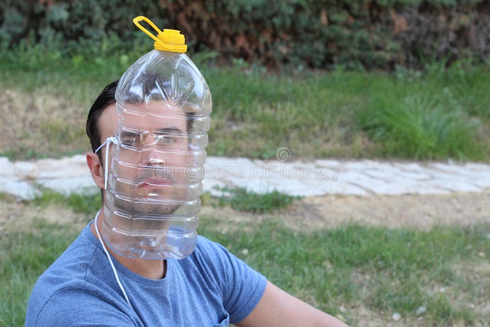 Homemade Face Shield Reusing a Plastic Bottle Stock Image - Image of ...