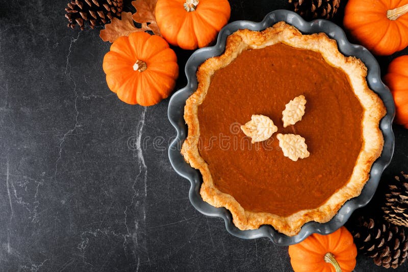 Homemade Fall Pumpkin Pie on a Dark Background with Copy Space Stock ...