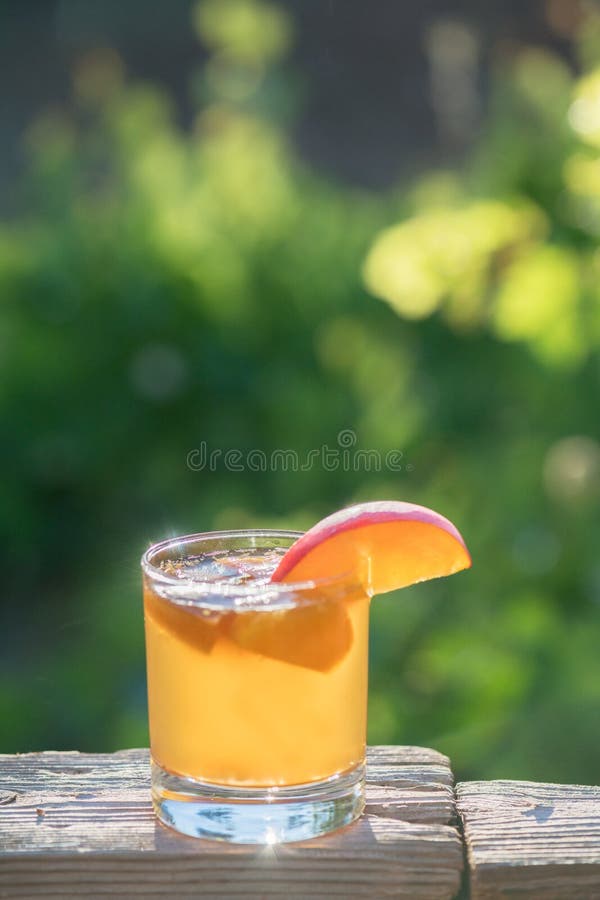 Homemade Fermented Raw Kombucha Tea Ready To Drink With Peach Summer