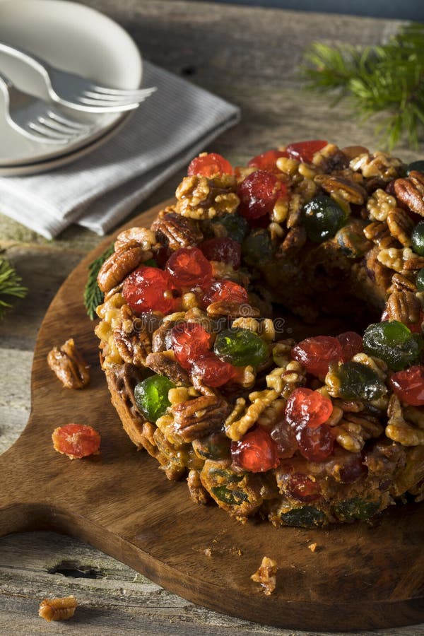 Homemade Festive Holiday Fruitcake Stock Image - Image of decoration ...