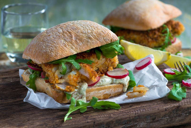 Homemade fish sandwich stock photo. Image of healthy - 74441994