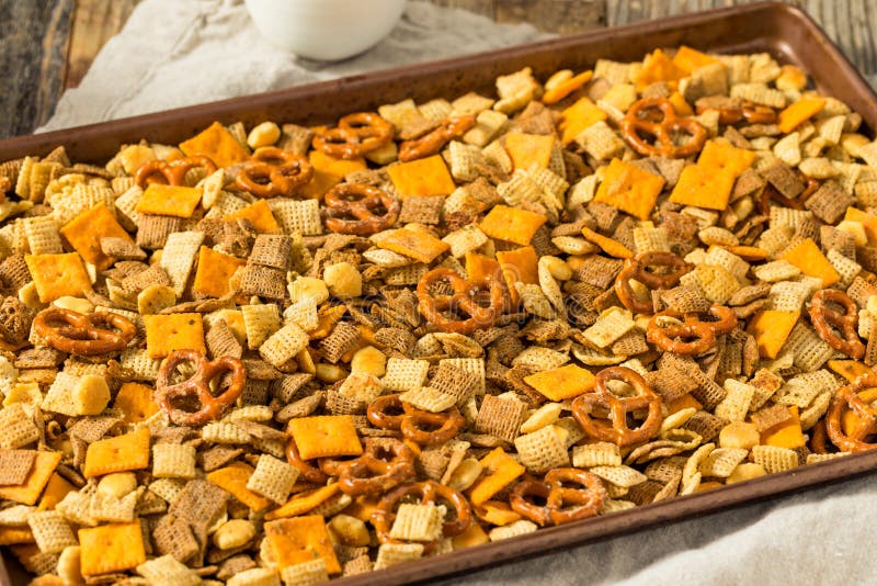 Homemade Flavored Cracker Snack Mix Stock Image - Image of delicious ...