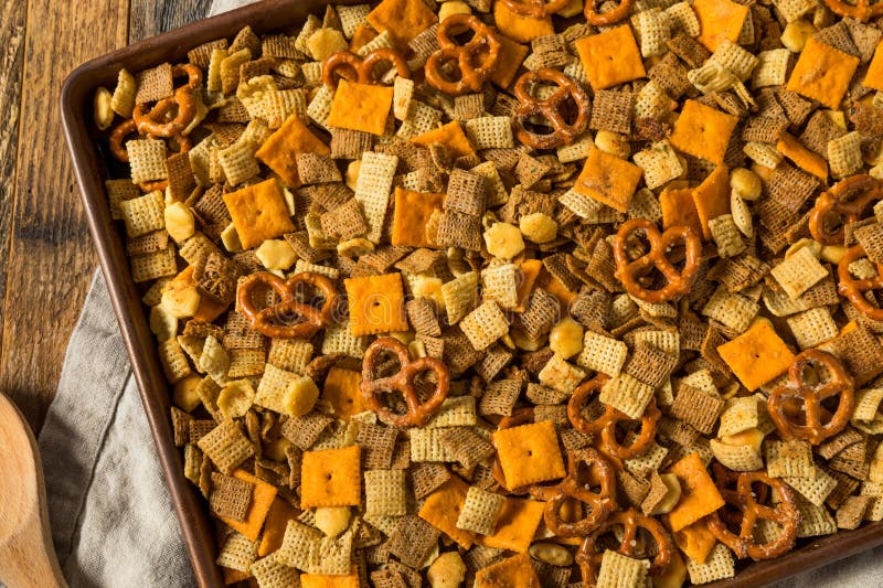 Homemade Flavored Cracker Snack Mix Stock Photo - Image of cracker ...