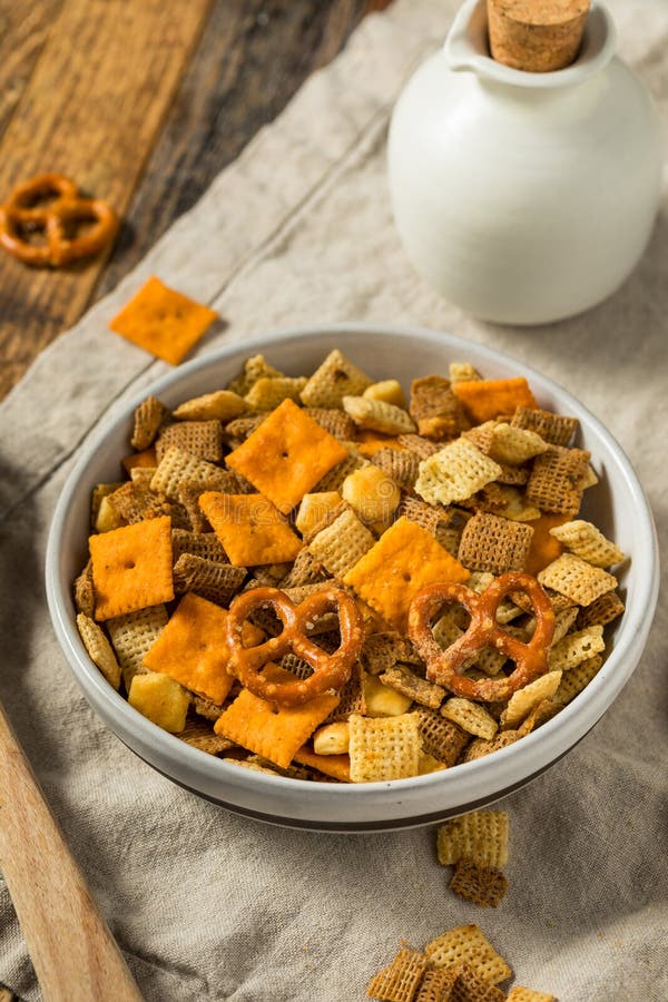Homemade Flavored Cracker Snack Mix Stock Photo - Image of salt, party ...
