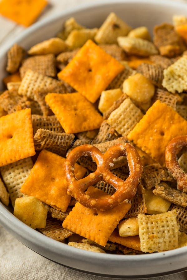 Homemade Flavored Cracker Snack Mix Stock Photo - Image of crackers ...