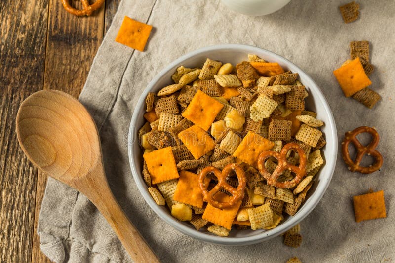 Homemade Flavored Cracker Snack Mix Stock Image - Image of cracker ...