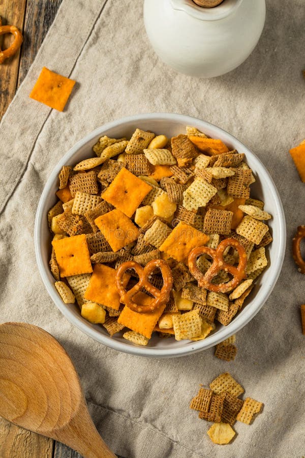 Homemade Flavored Cracker Snack Mix Stock Photo - Image of snacks ...