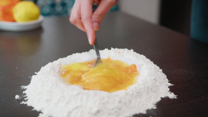 Homemade Flour and Egg Dough for an Italian Easter Cake Stock Video ...